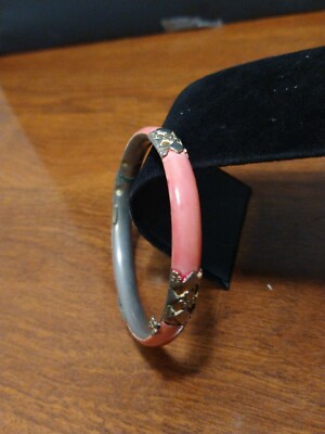 Vintage Pink Enamel Sandor Hinge Bracelet | eBay