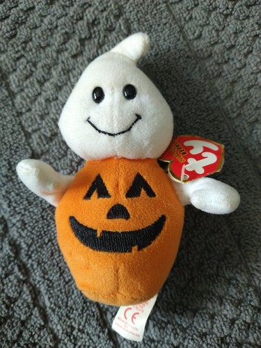 TY HALLOWEENIE BEANIES GHOSTKIN GHOST PUMPKIN BEANIE BABIES 4.5 ...