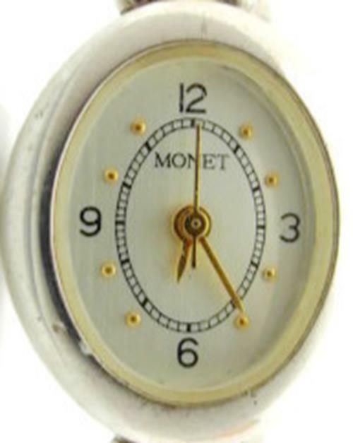 Monet Watch Quartz Analog New Battery Silver-Tone Link Bracelet Woman's ...