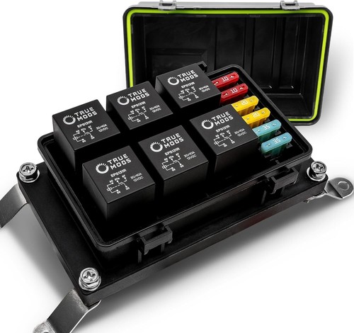 True Mods 12V DC Auto Waterproof Fuse 5-Pin Relay Box Block Kit [6 ...