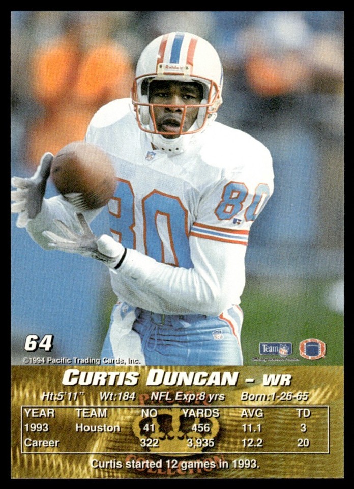1994 Pacific Curtis Duncan Houston Oilers #64 | eBay