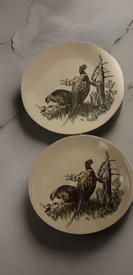 2 Johnson Bros Pheasant Game Birds 9.25" Luncheon Plate England Vintage ...