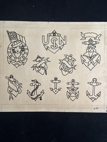 Original Vintage Tattoo Flash Sheet Attributed To TEX ROWE 1960s | eBay