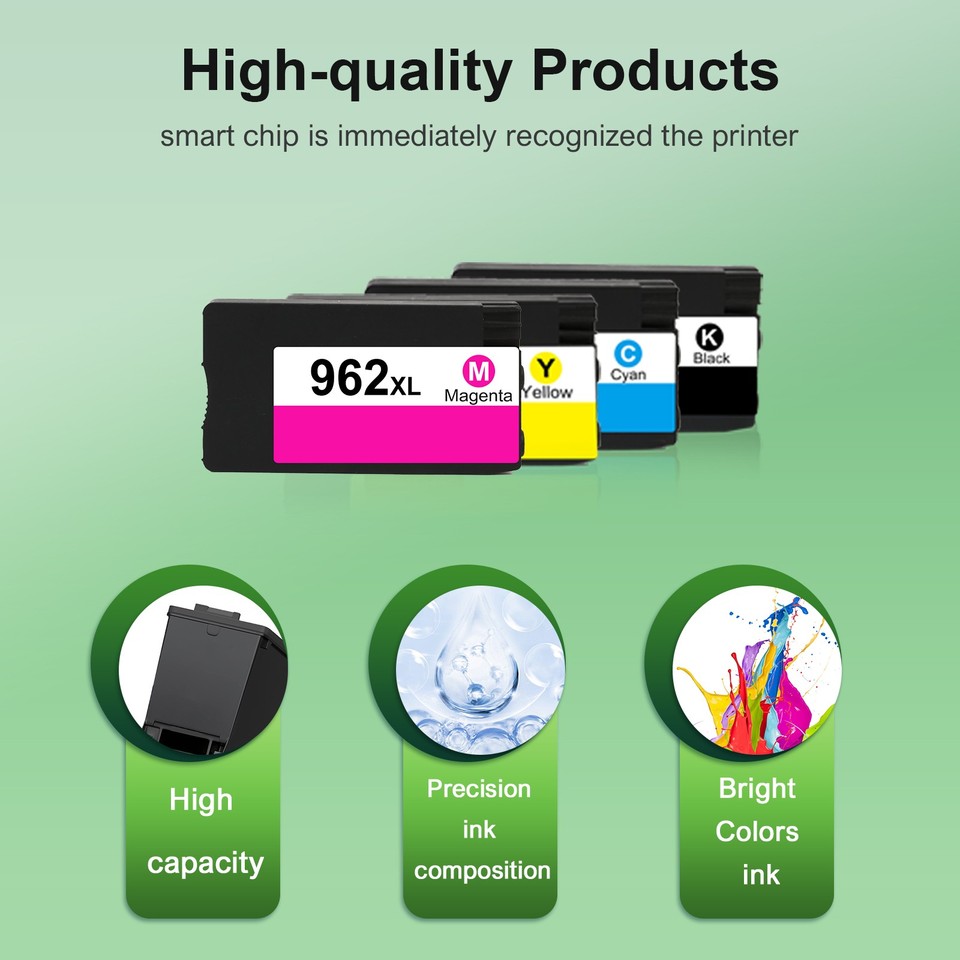4Pack 962XL Printer Ink For HP OfficeJet Pro 9010 9015 9015e 9016 9018 ...