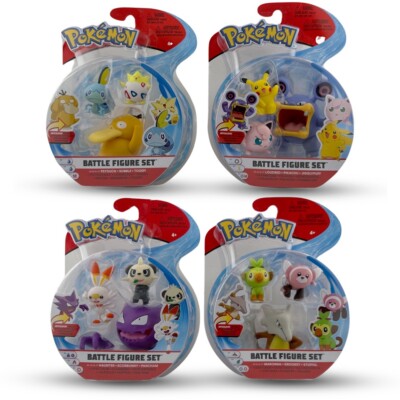 Pokemon battle figure set Lot of 4 Jigglypuff, Pancham, Togepi, Stufful ...