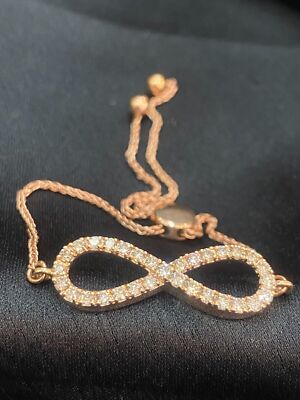 Real 1.10 Cts Round Brilliant Natural Diamonds Infinity Bracelet In 14K ...
