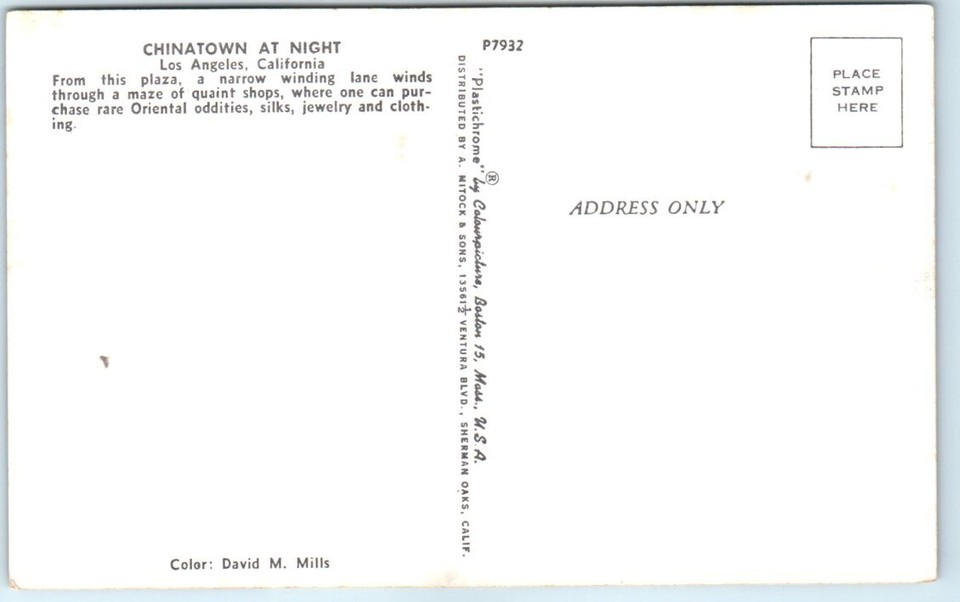 Postcard - Chinatown At Night - Los Angeles, California | eBay UK