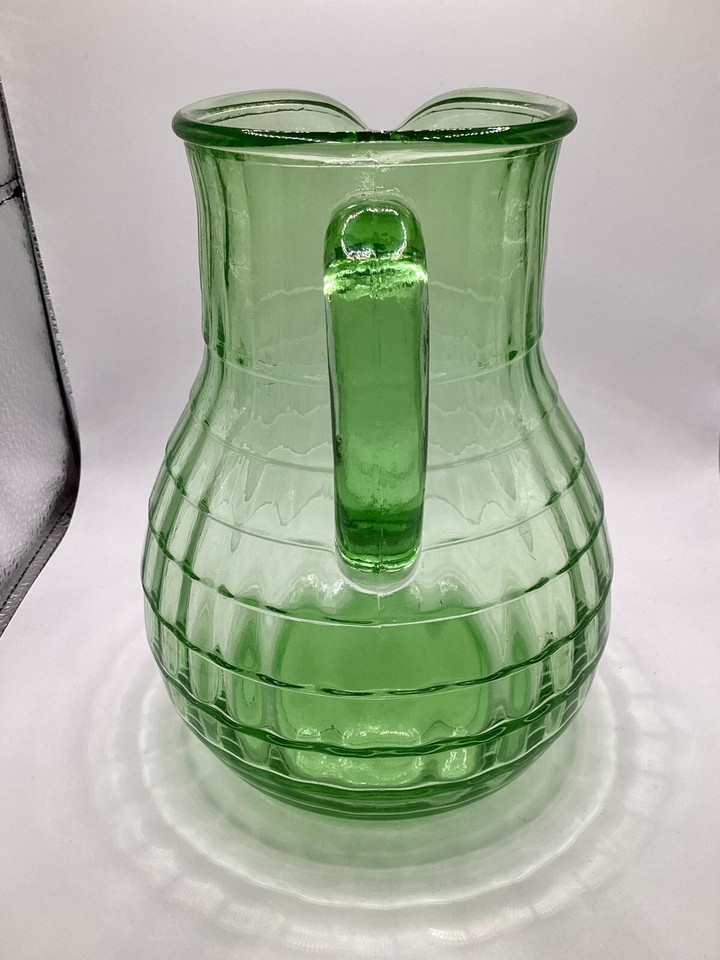Anchor Hocking Block Optic Green Uranium Glass Pitcher 7 1/2 in. Tall ...