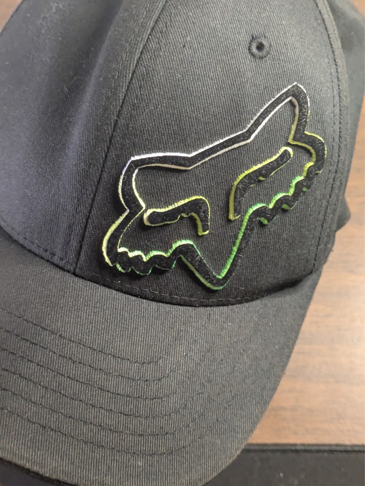 Fox Racing Men's Hat FlexFit Green Logo MX Motocross Black Size L/XL ...