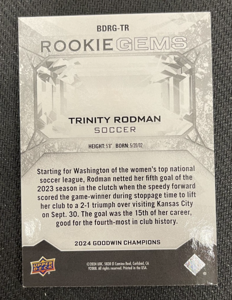 2024 UPPER DECK GOODWIN CHAMPIONS TRINITY RODMAN ROOKIE GEMS #ed 160/ ...