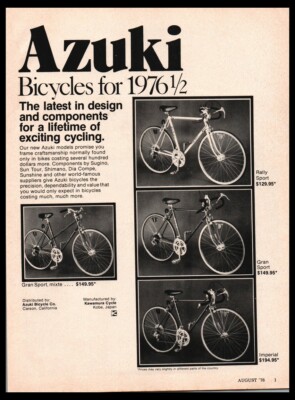 1976 Azuki Rally Sport, Gran Sport Bikes Vintage Bicycle Print ad ...