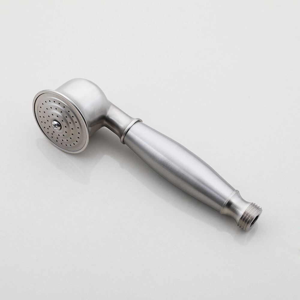 Brushed Nickel Shower Faucet Set Rainfall Spout Round Head Mixer Hand ...