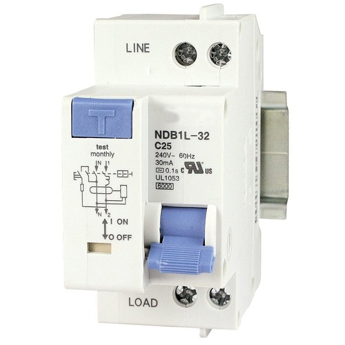 25A, 240V AC, 1 Pole + Neutral Pole, DIN Rail Mount Miniature Circuit ...