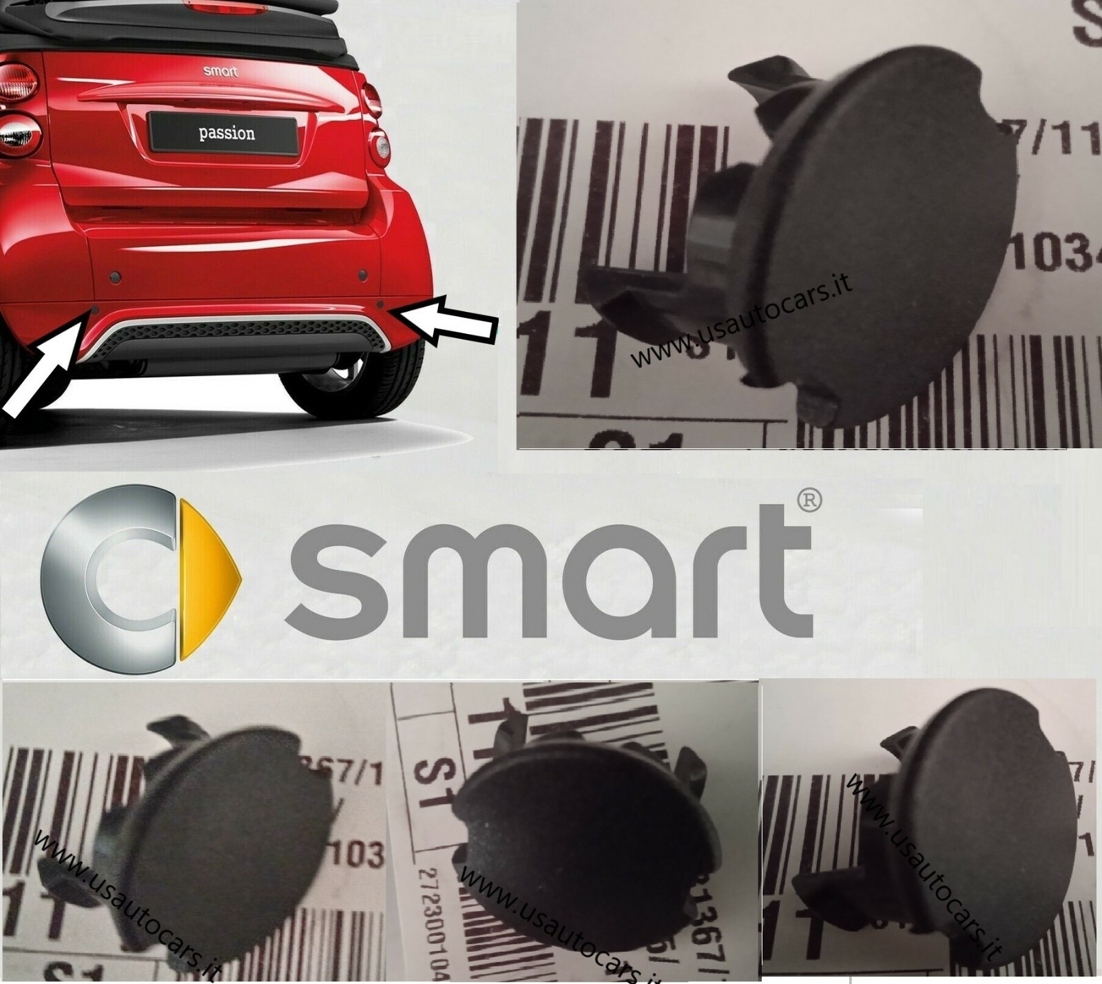 TAPPO NERO SPOILER POSTERIORE SMART FORTWO 451 ANNO 2007/2014 2PEZZI | eBay