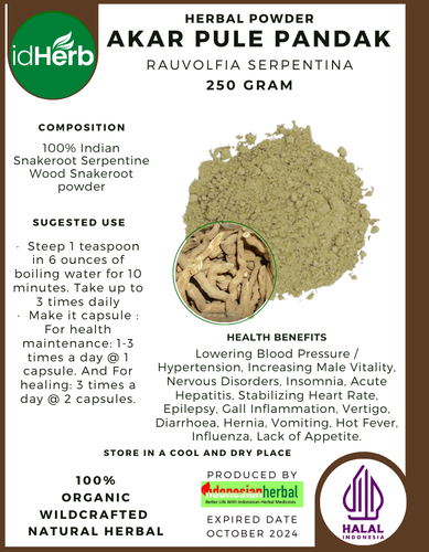 50-500 gr POWDER PULE PANDAK ROOTS RAUVOLFIA SERPENTINA ORGANIC NATURAL ...