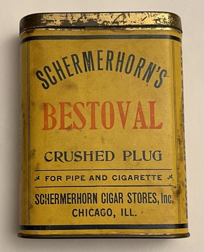 Vintage SCHERMERHORN'S Bestoval Paper Label Vertical Pocket Tobacco Tin ...