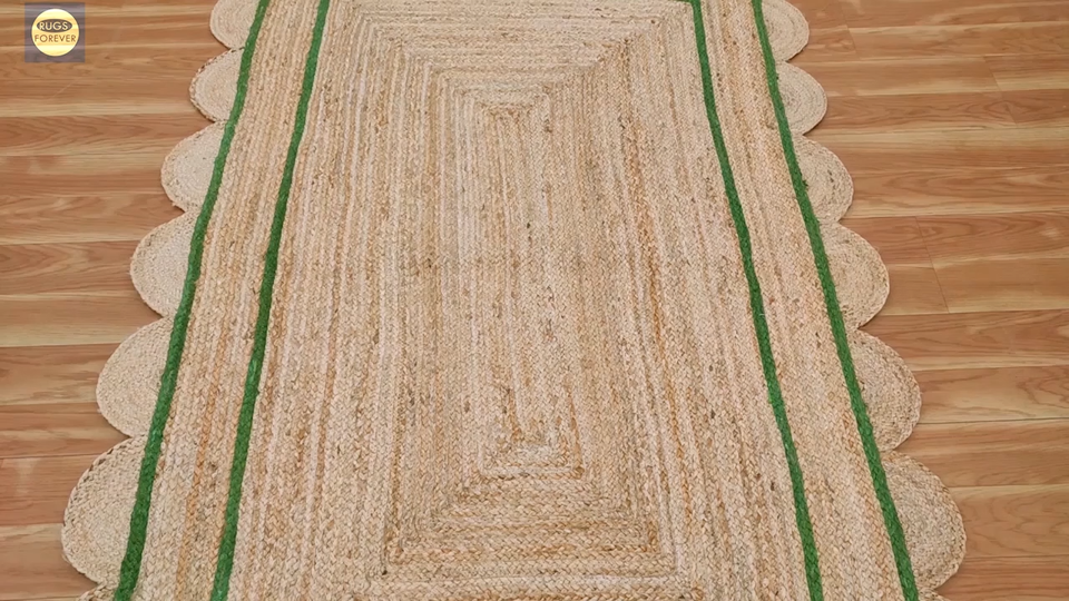 Scalloped Natural Jute Runner Hand-Braided Living Room Kilims Area Rug ...