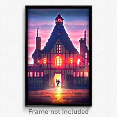 Pixel Art Poster - Faraway Manor (8 Bit Psychedelic Trippy Video Game ...
