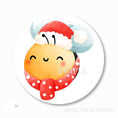 Bumble Bee Santa Honeybee Christmas Scrapbook Stickers Envelope Seals ...