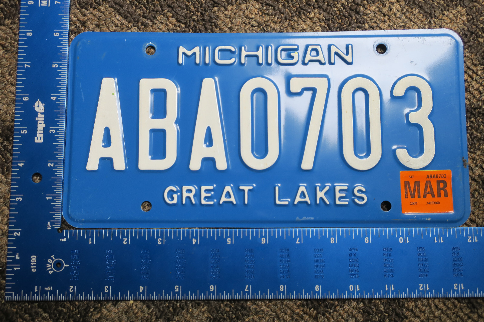 2007 07 MICHIGAN MI LICENSE PLATE TAG # ABA0703 ABA | eBay