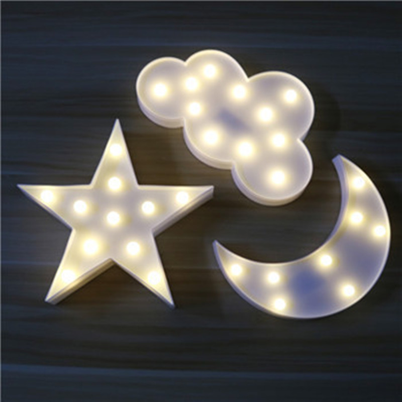 Lovely Cloud Light 3D Star Moon Night Light LED Cute Marquee For ...