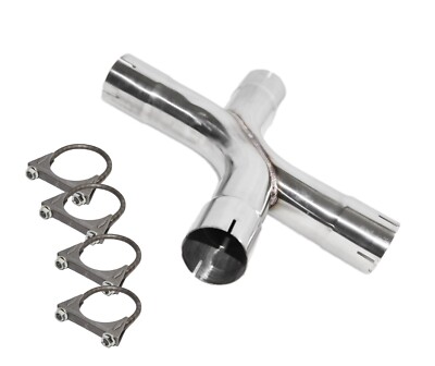2.5"ID SS Dual Exhaust X-Terminator X-Pipe Mandrel-bent Cross x Pipe w ...