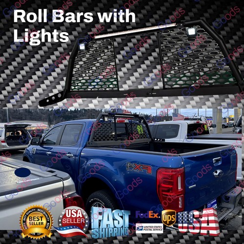 For Small Trucks Roll Bars w/ LED Light Bar&Spot Light Chaser Rack ...