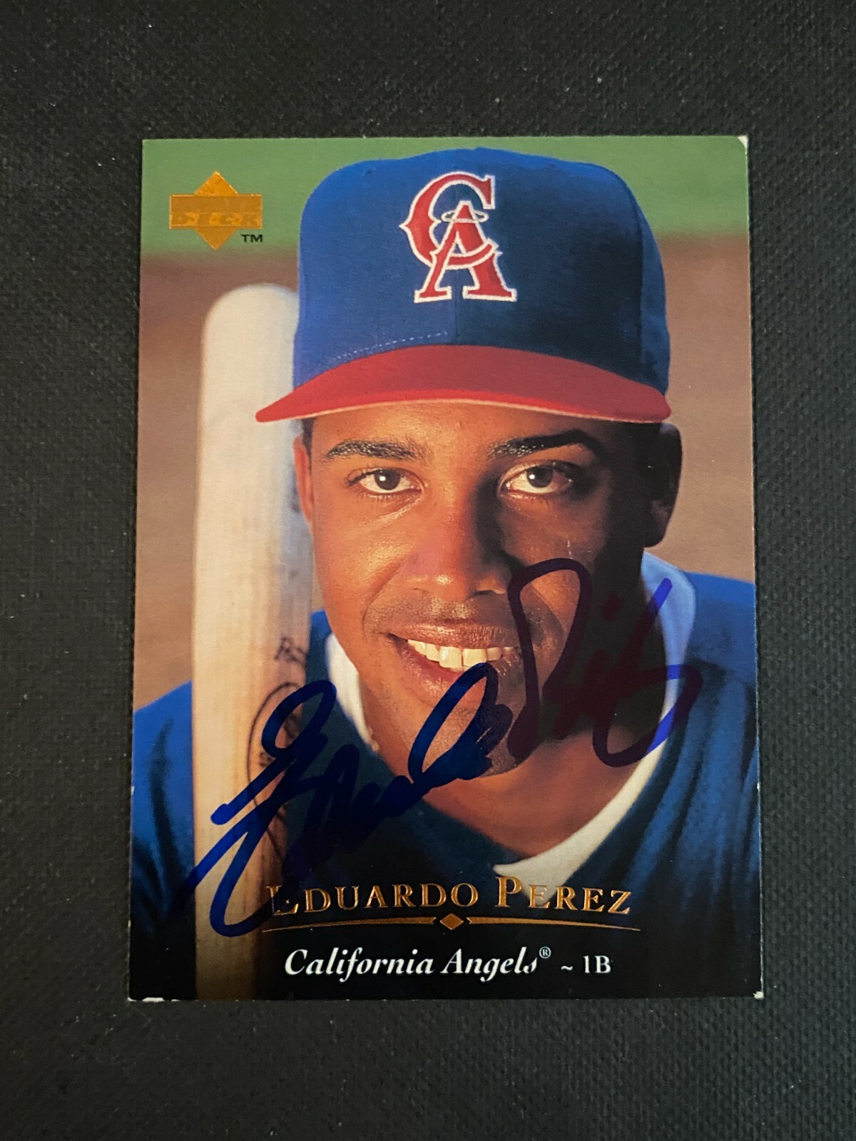 Eduardo Perez Signed 1995 Upper Deck UD Card Auto Anaheim Angels ...