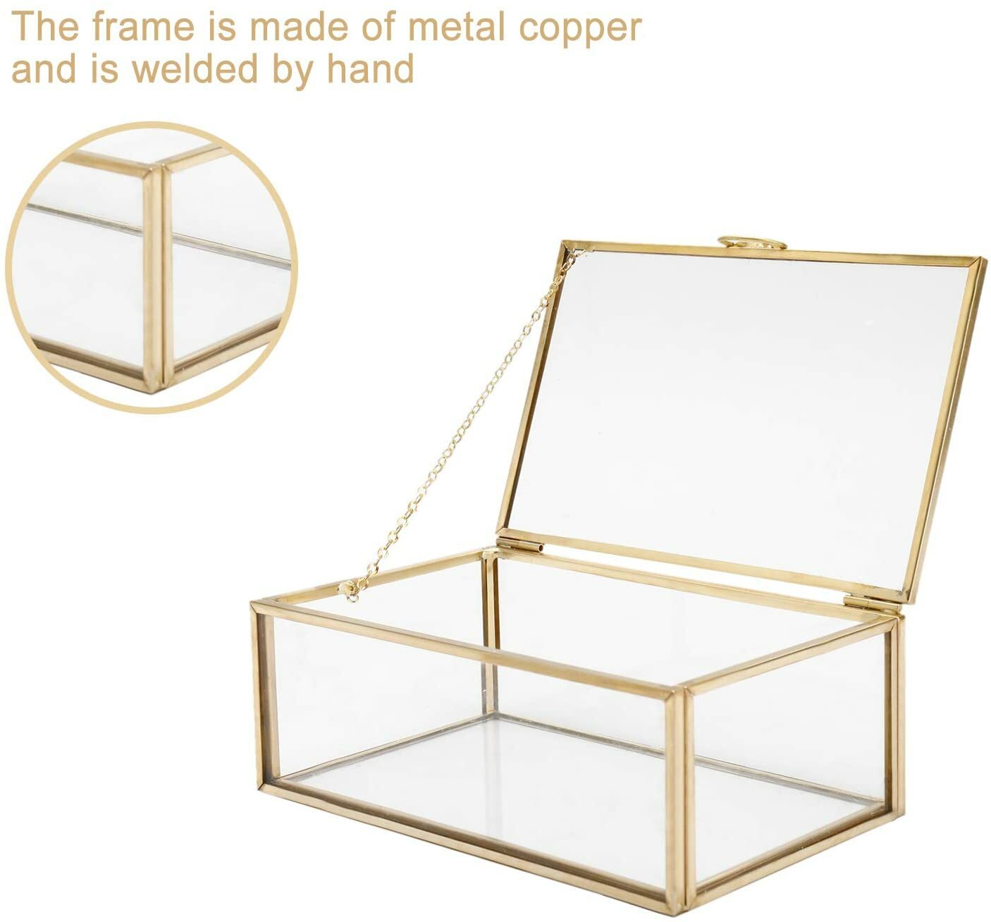 Vintage Golden Glass Display Box Jewelry Jewelry Case with Hinged Top ...