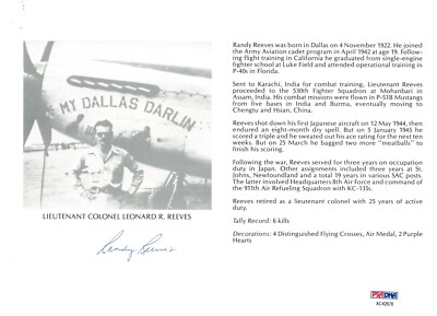 LEONARD RANDY REEVES SIGNED 8X10 (D) PSA DNA AC42878 WWII ACE 6V | eBay