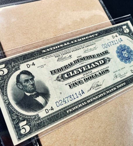 Fr. 787 1918 $5 Federal Reserve Bank Note CLEVELAND - XF *Stunning Eye ...