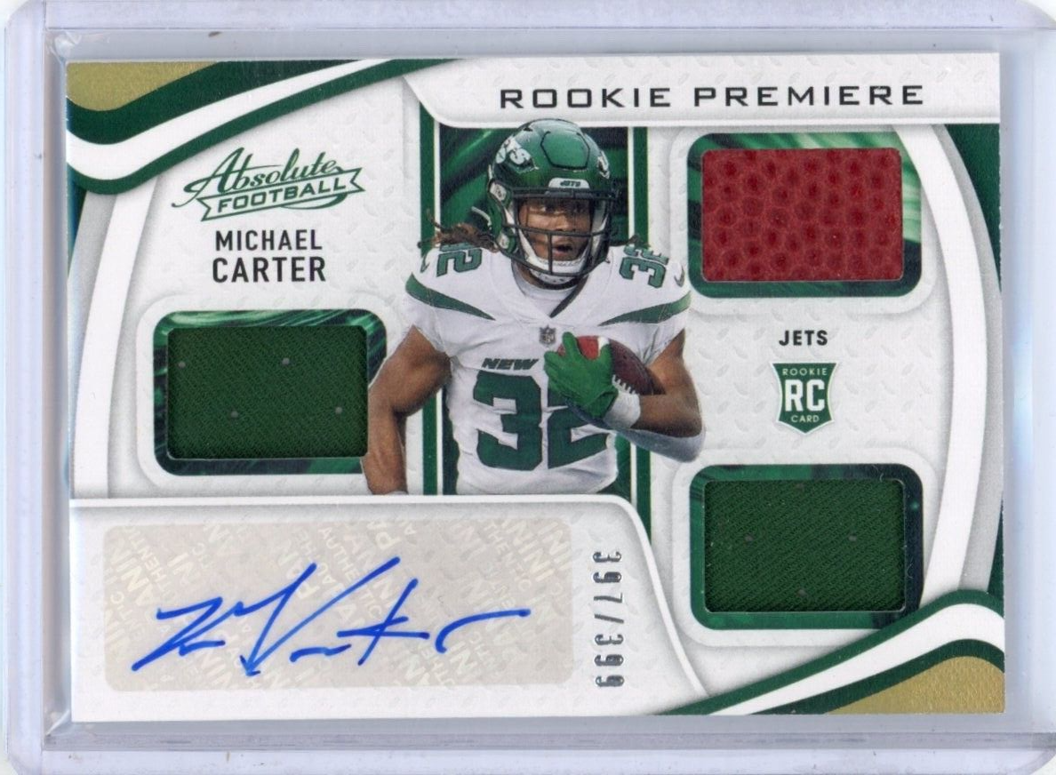 2021 Absolute Michael Carter Rookie Premier RPA Autograph #d /399 New ...