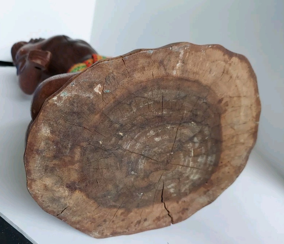 Lrg Carved Headhunter Sculpture Wood Tribal Warrior Statue 26" Tall ...