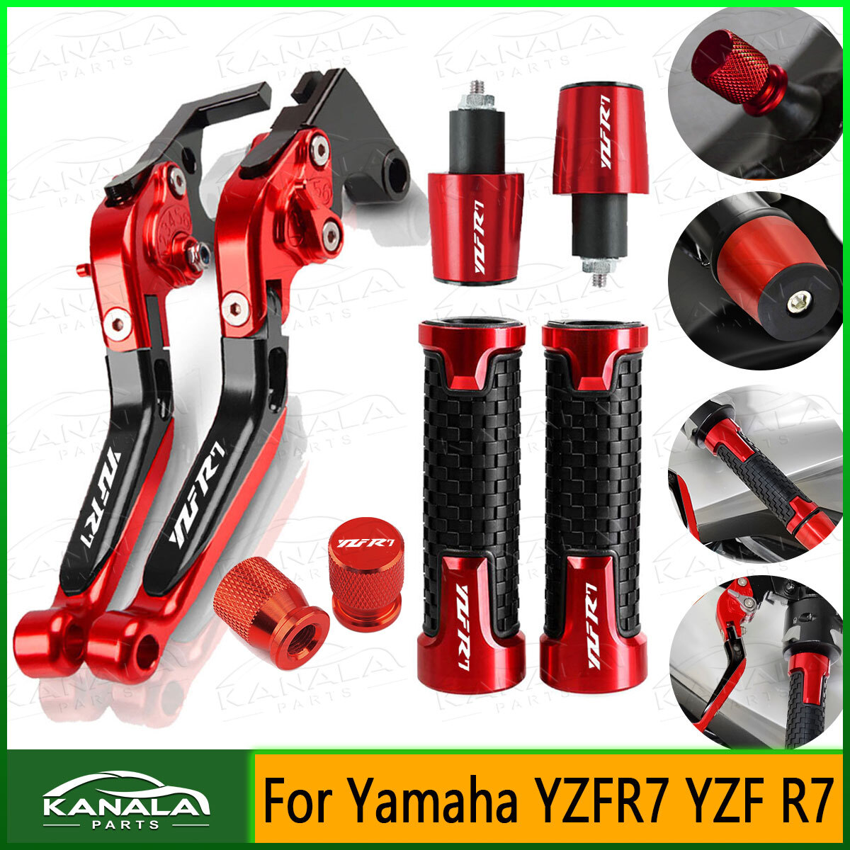 Handle Grip Cap Brake Clutch Levers Tire Valve Cover For Yamaha YZFR7 ...