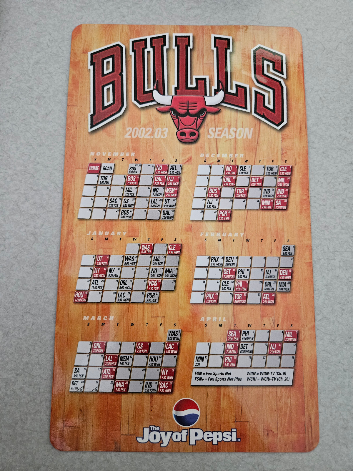 MS20 Chicago Bulls 2002/03 NBA Basketball Magnet Schedule - Pepsi | eBay