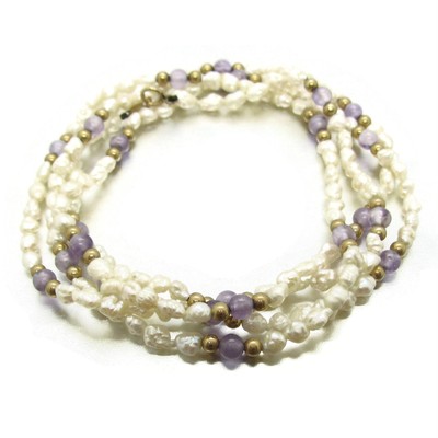 Vintage LUCORAL 14k Freshwater Pearl, Amethyst & Gold Bead Necklace 32 ...