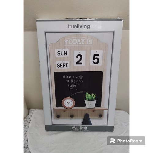 Farmhouse Chalkboard Calendar Hanging Wall Shelf with Hooks | eBay