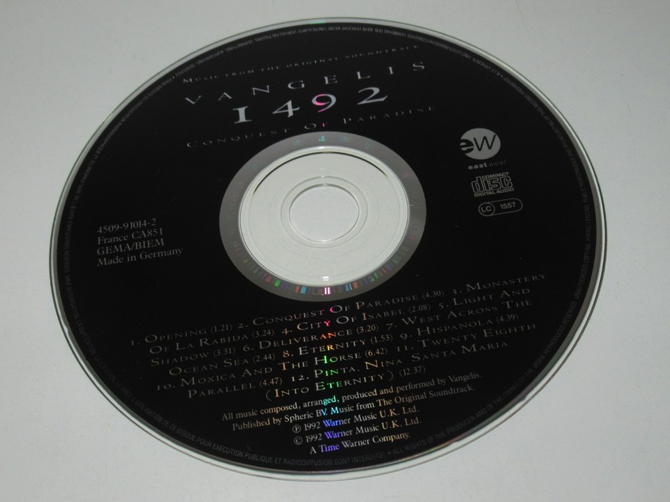 1492 Conquest of Paradise/Soundtrack/Vangelis(Eastwest 4509-91014-2) CD ...