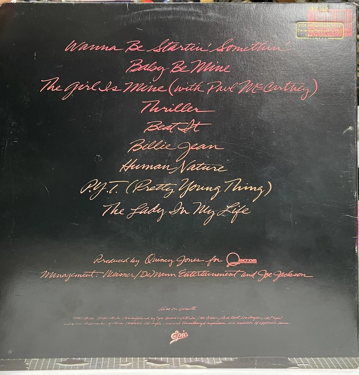 Michael Jackson Thriller Album Cover Back