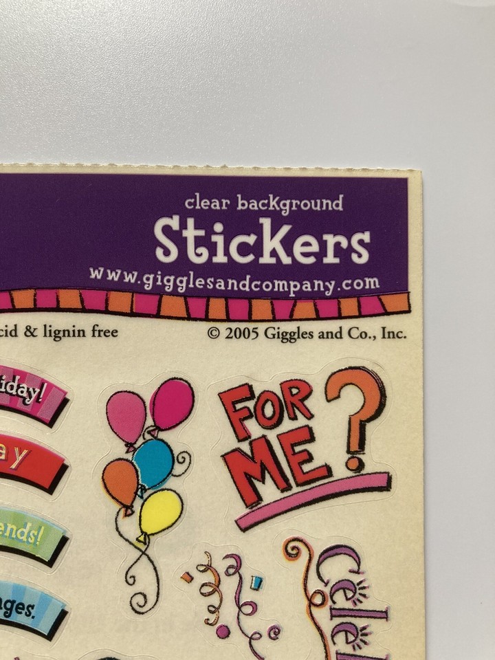 Giggles & Company Happy Birthday Sticker Sheet VTG 2005 | eBay