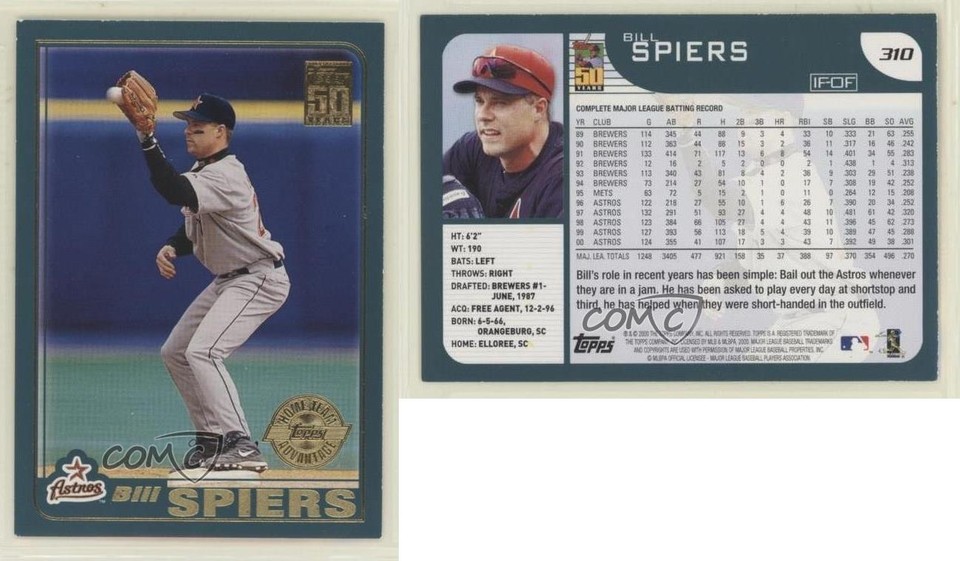 2001 Topps Home Team Advantage Bill Spiers #310 00ah | eBay