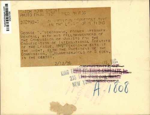 1926 Press Photo George W. Wickersham & Fellow League of Nations ...