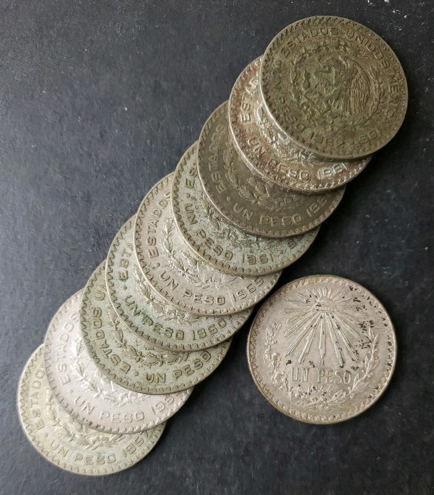 Lot of 10 Mexico Silver Peso Coins | eBay