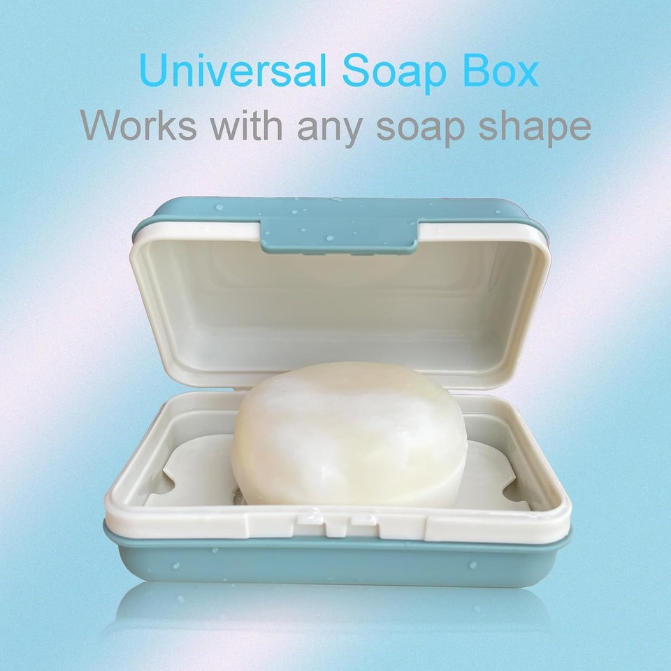 WUECO Soap Dish Holder for Shower, Portable Bar Travel Case, with Blue ...