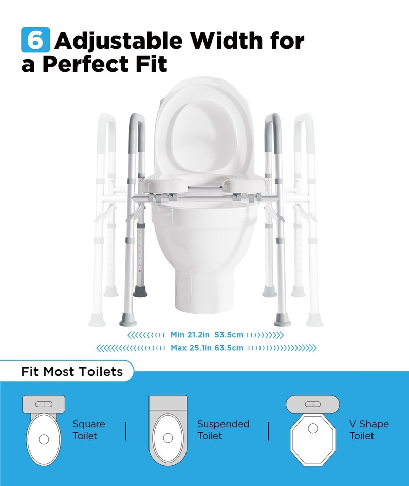 Raised Toilet Seat with Handles, FSA/HSA Eligible Toilet Seat Risers ...