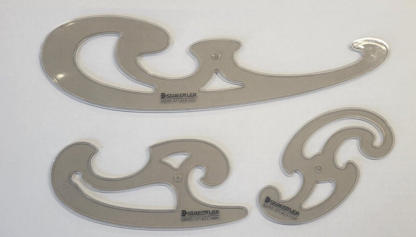 SET OF 3 STAEDTLER MARS 57140 FRENCH CURVE STENCILS A,B & C | eBay