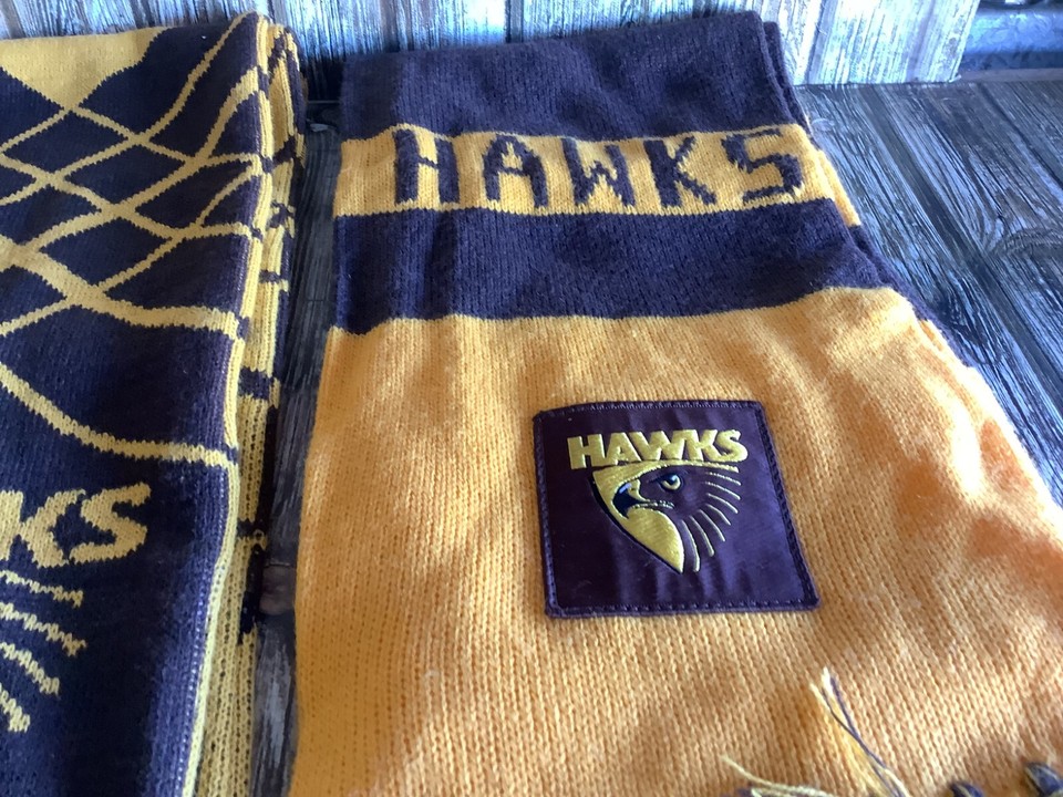 HAWTHORN HAWKS SCARVES SCARF SET OF TWO OFFICIAL AFL FOOTBALL ...