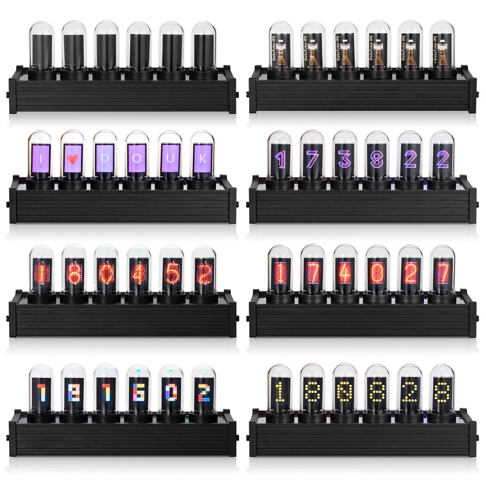 Modern Digital IPS Tube Clock Large Display PC Control DIY Gift Ref ...