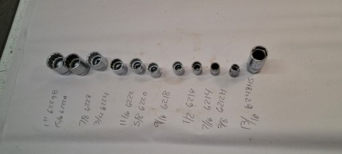 Indestro sae 3/8" Drive Socket Set Shallow 12 Point 11 pcs Made in USA ...