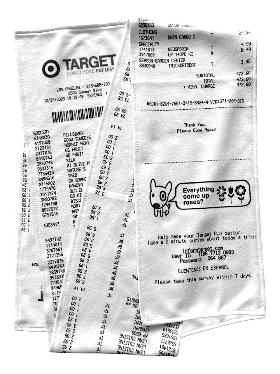 Target Receipt Scarf, Double Sided, Hilarious 100% Fleece Scarf. | eBay